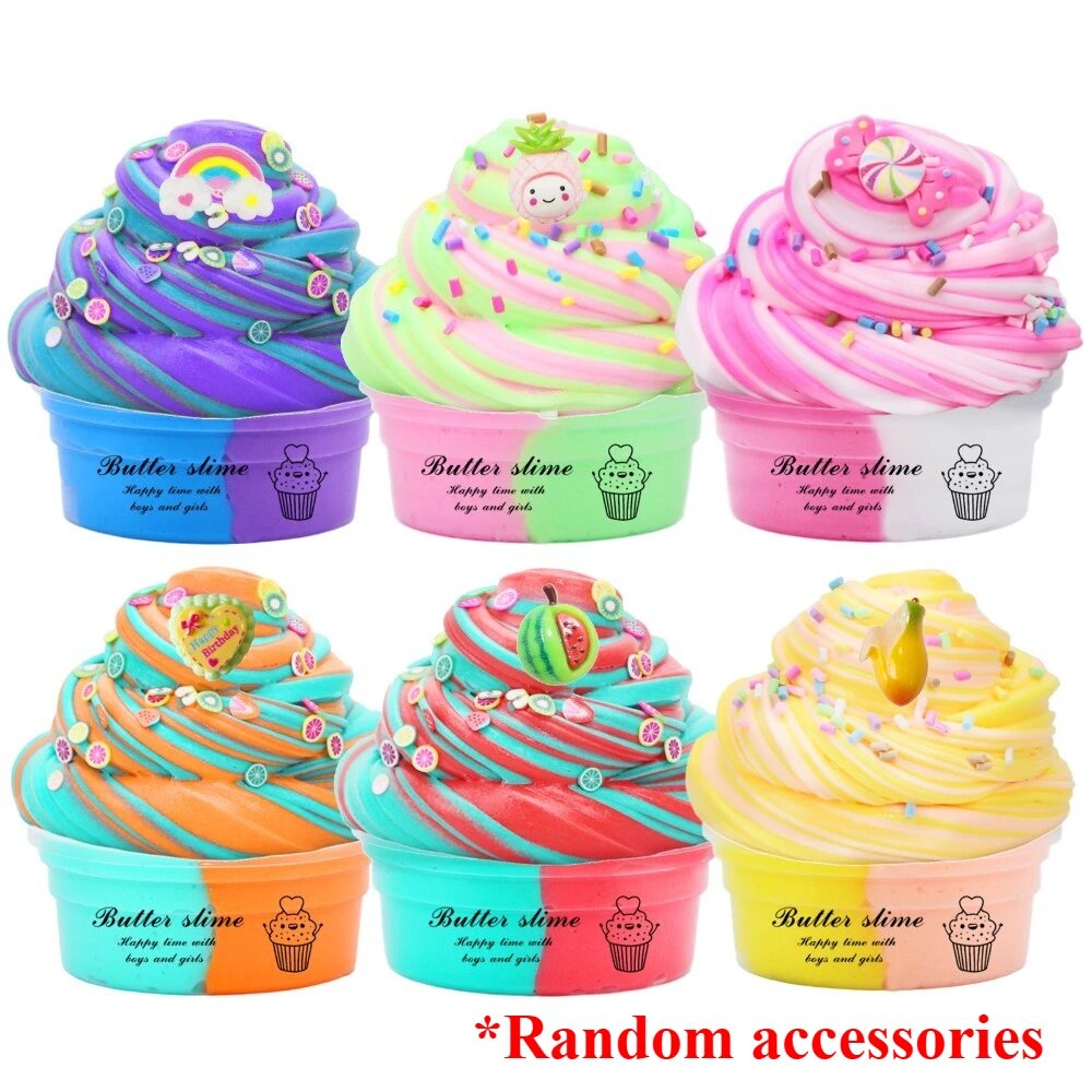 Набор Из 6 Слаймов С Маслом, Игрушка Для Снятия Стресса Для Девочек, Мягкая Игрушка-сюрприз Для Творчества С Подвеской