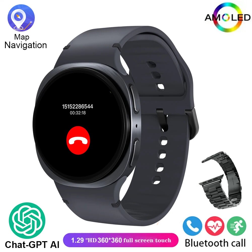 2025 Glassic Watc 8 Mini GPS Track Smart Watch For Men Women Health Sport AMOLED Heart Rate Bluetooth Call Waterproof Smartwatch