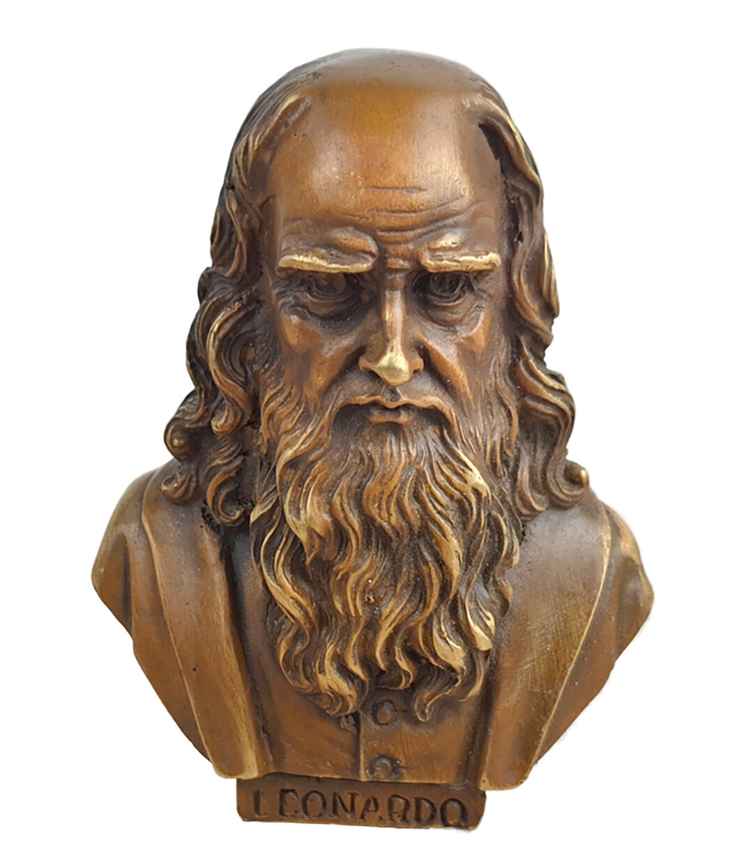 Бюст Леонардо да Винчи, бронза 10х9х5 см Антик вес 430гр.