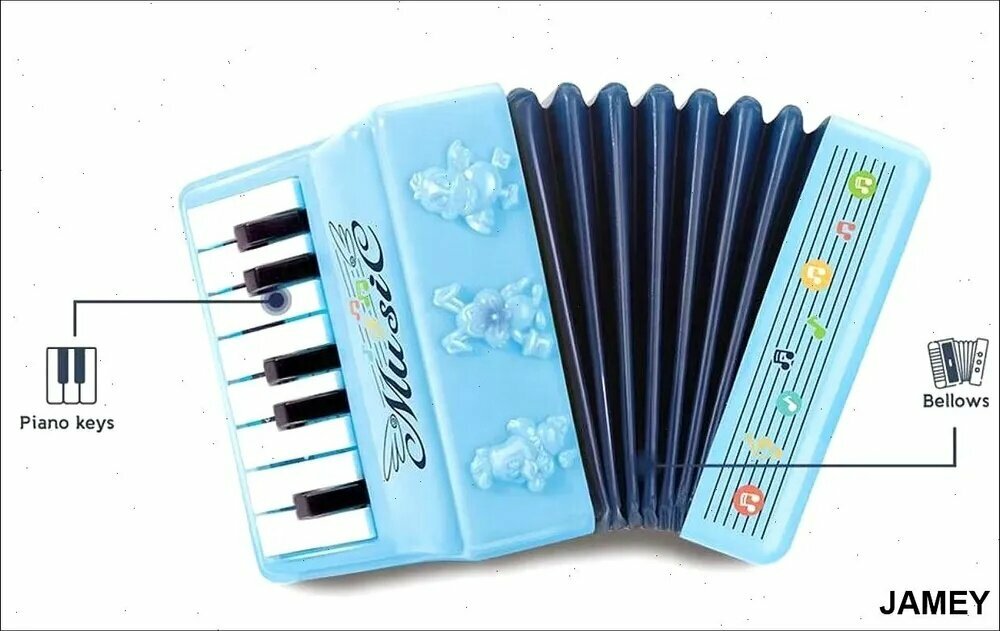 Аккордеон детский музыкальный инструмент, гармошка 40 мелодий, гармонь, 23х13х6 см