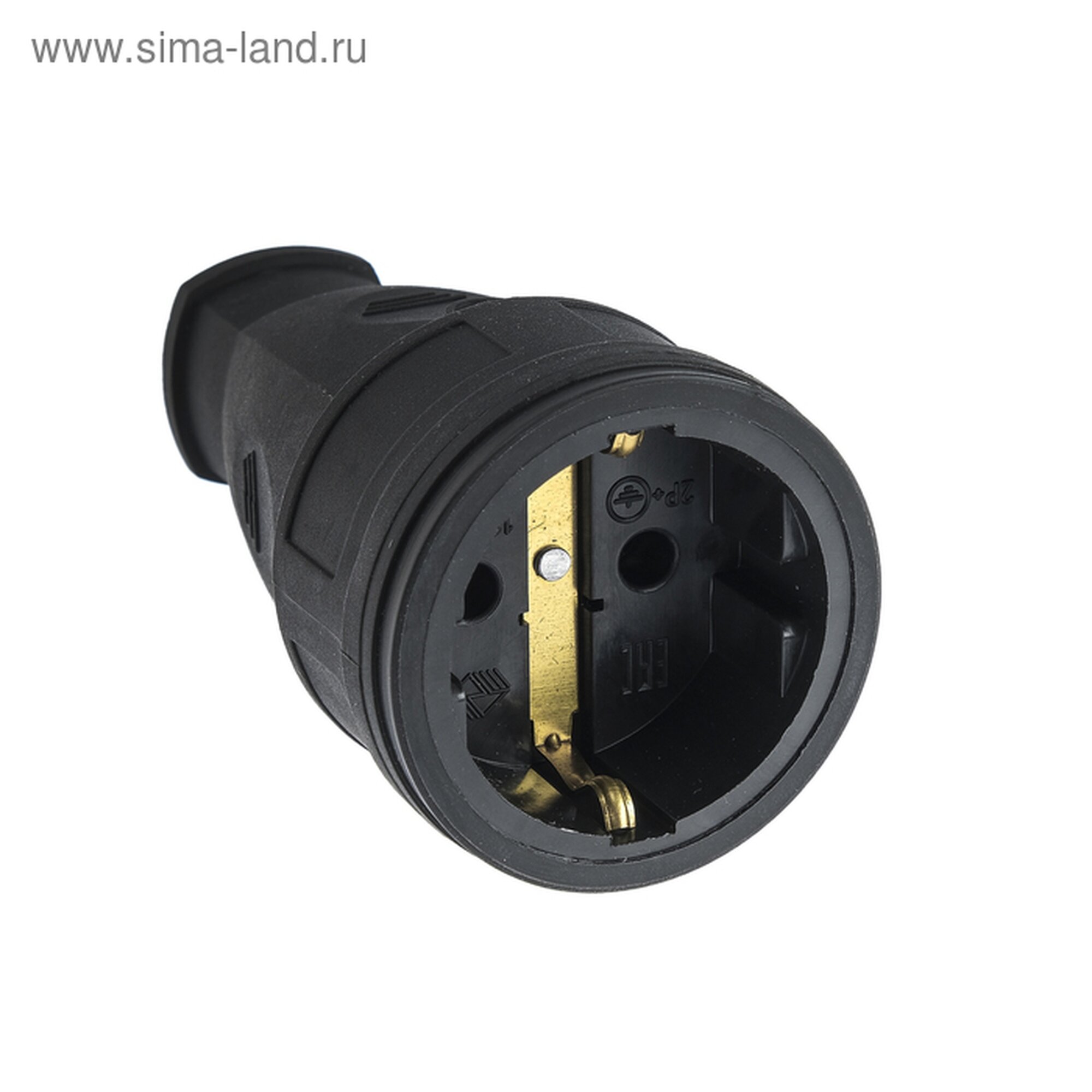 Розетка переносная РА 16-005, 16 А, 250 В, IP20, с з/к, без заглушки, каучук, черная 4652075