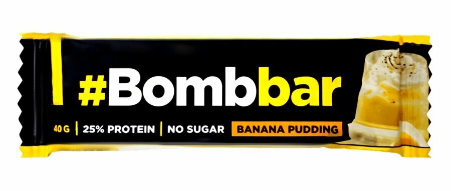 Батончик протеиновый BOMBBAR Банановый пудинг, в шоколаде, 40г x 10 упаковки