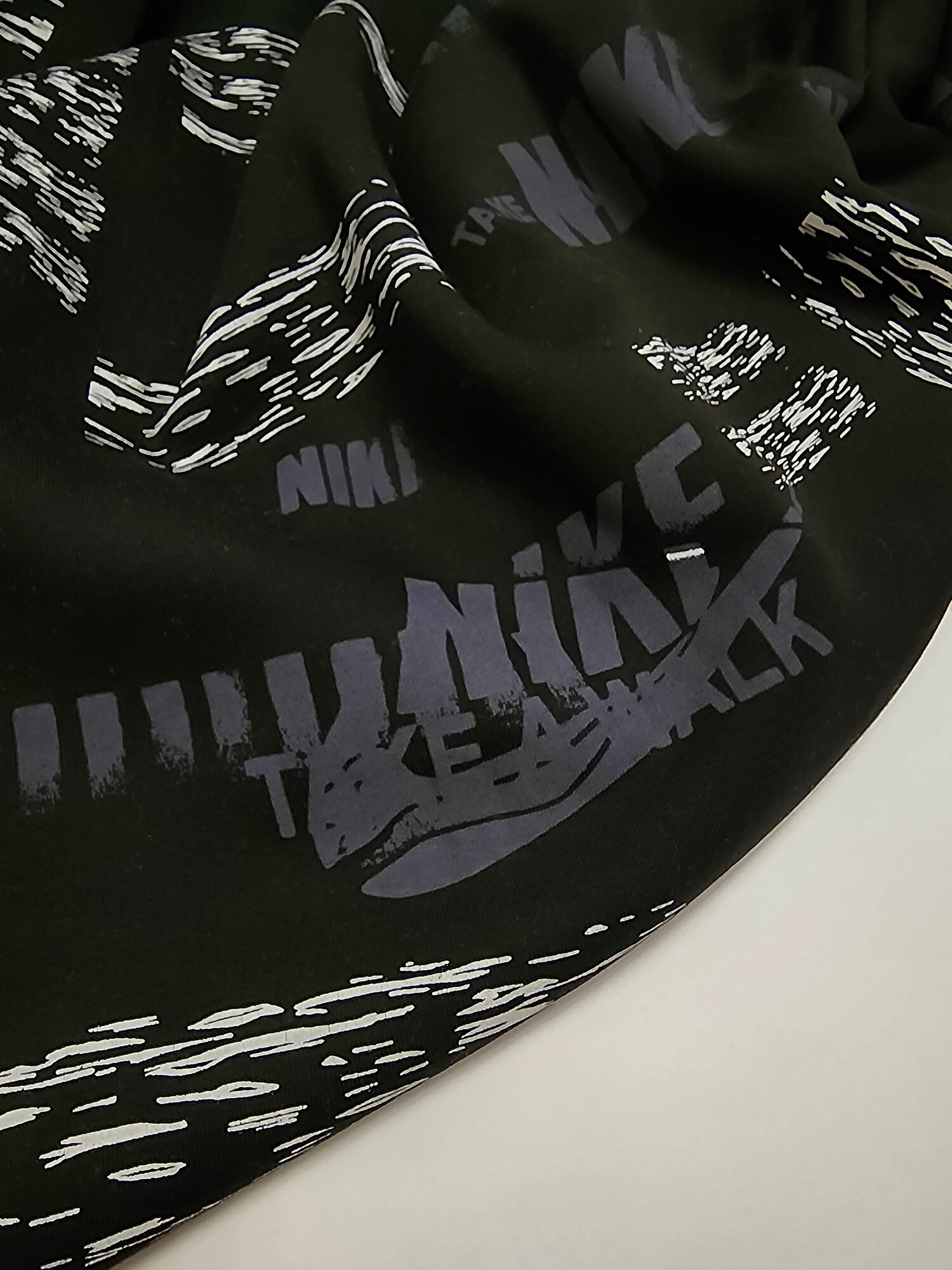 Ткань Футер 3х-нитка хлопок начес, черный, 100*180см