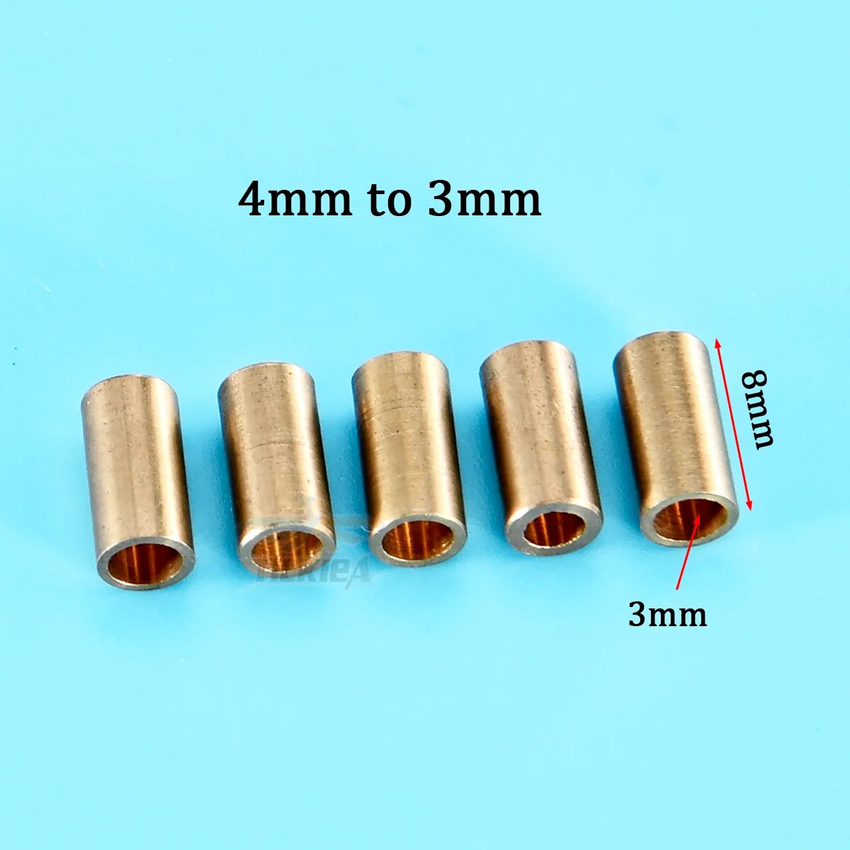 Медные переходные втулки 4mm to 3mm, 5 шт.