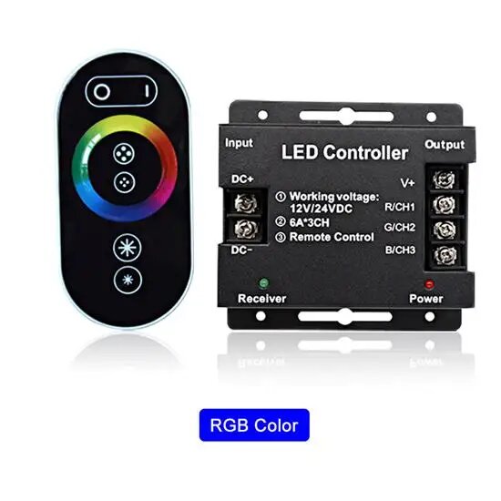 Сенсорный светодиодный RGB одноцветный диммер RF 433 МГц беспроводной 18A 216 Вт 12-24 В пульт дистанционного управления для светодиодных лент 5050 5630