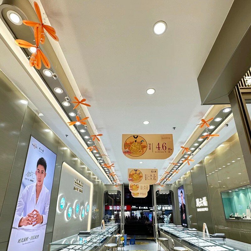 Новогодние украшения для торговых центров: зеленые лилии, хрустальные гирлянды, подвесные декорации для витрин,