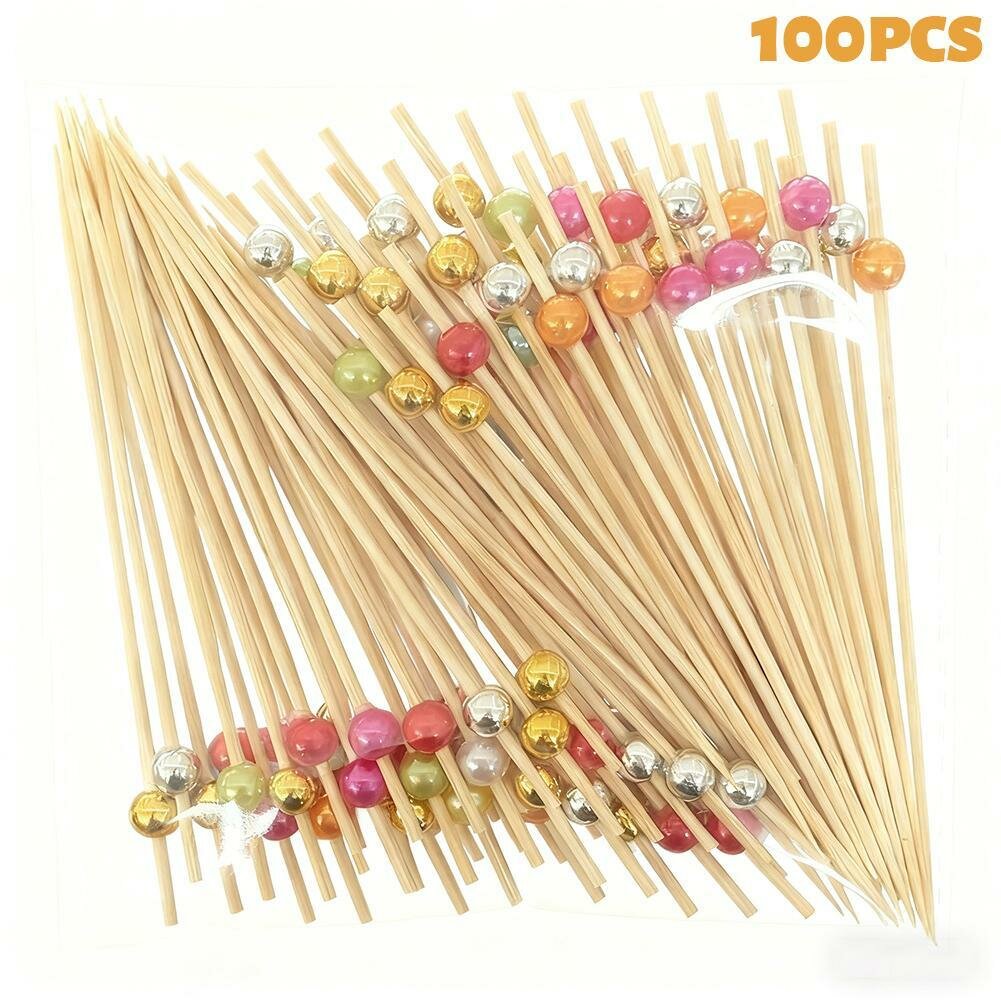Одноразовые палочки для фруктов с золотыми бусинами