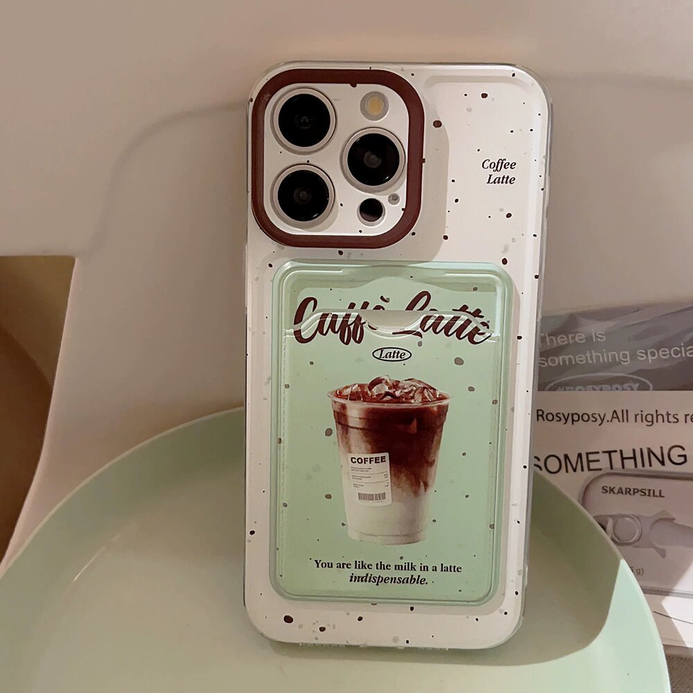Чехол для мобильного телефона в стиле кофе Niche ins подходит для Apple 16promax Polaroid, держатель для карт iPhone