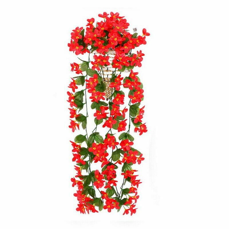 Realistic and soft petal artificial hanging flower for indoor and outdoor decor red