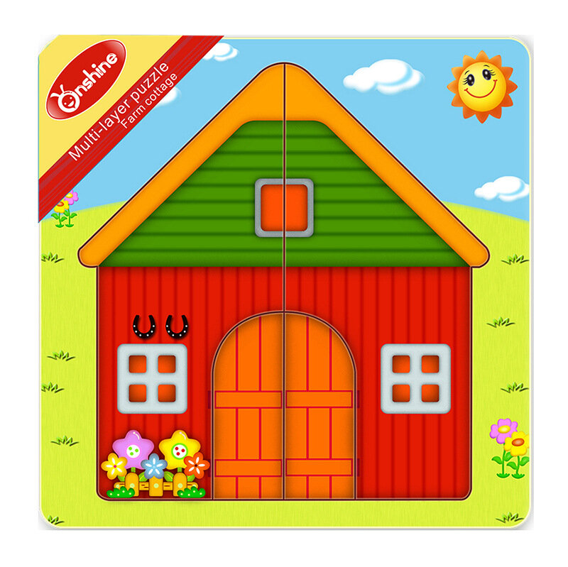 Многослойный деревянный пазл «Ферма», обучающая игрушка для дошкольников