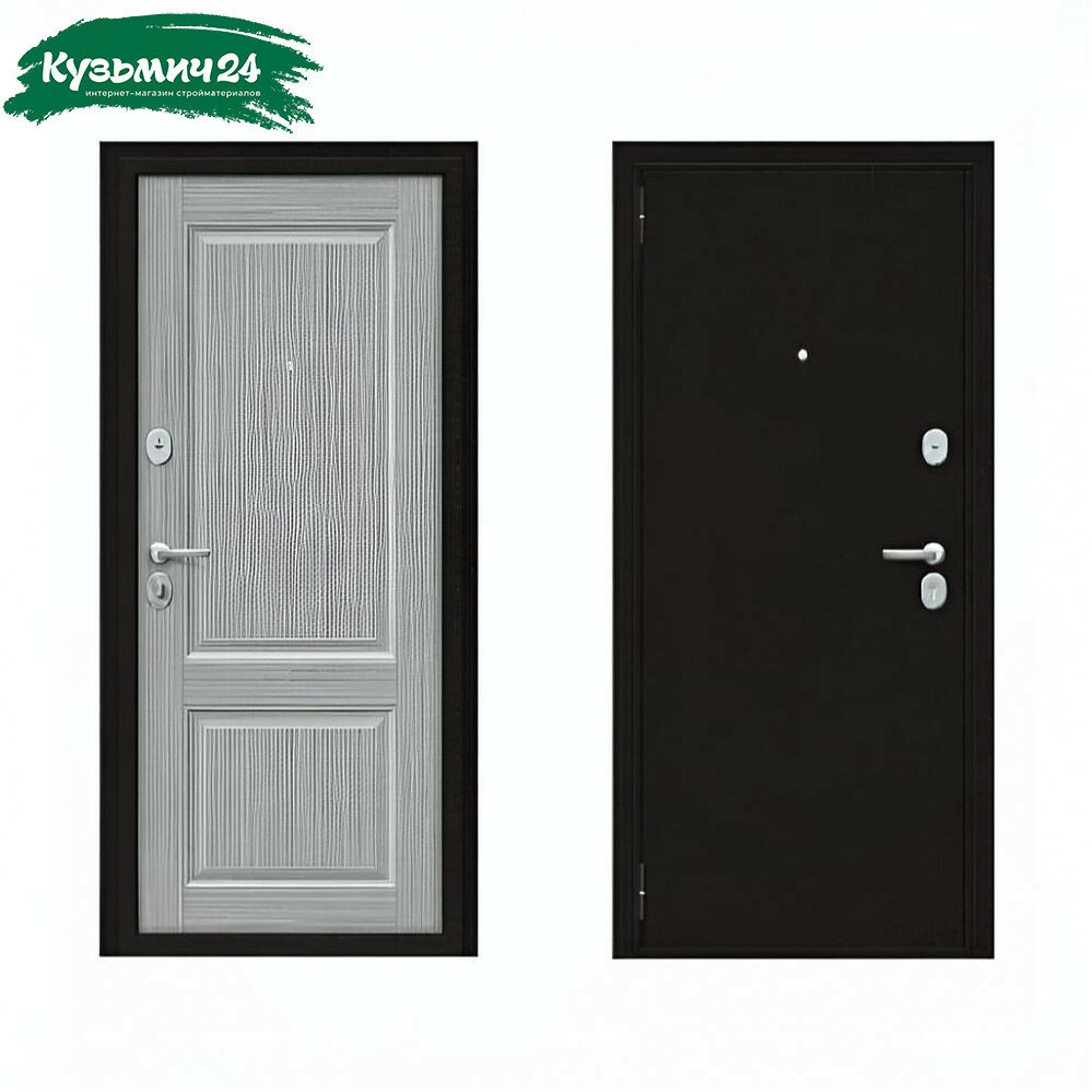 Дверь металлическая Bravo Эконом Optim 033-2714, серый клен, антик медный, 205х86 L, 1 шт