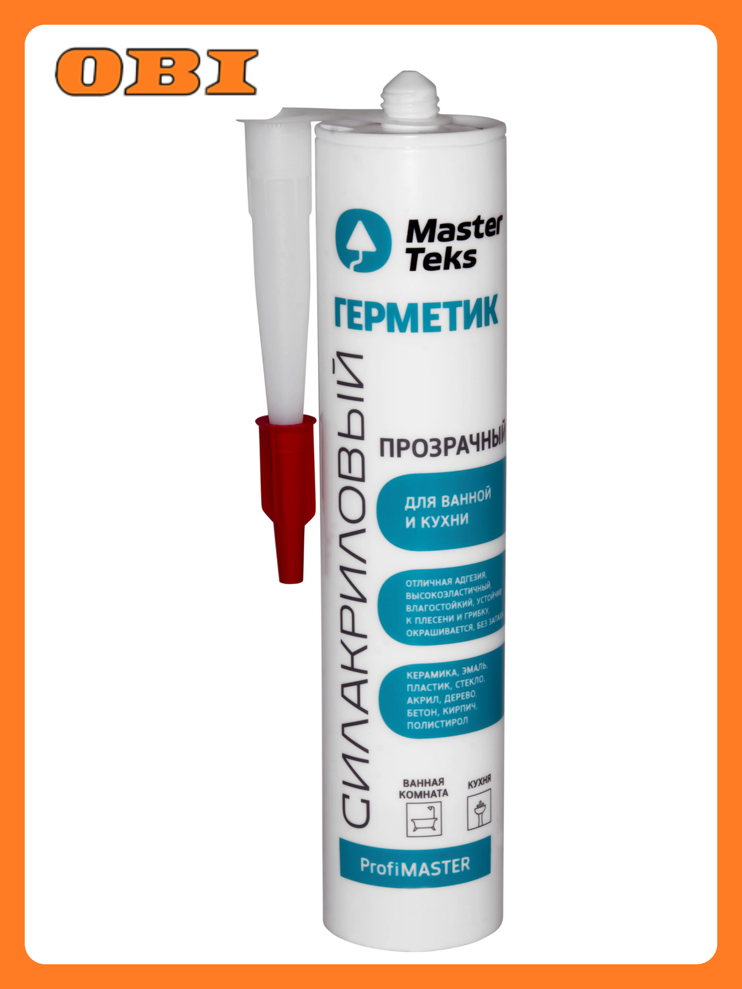 MasterTeks PM герметик силакриловый для ванной и кухни 290 мл прозрачный