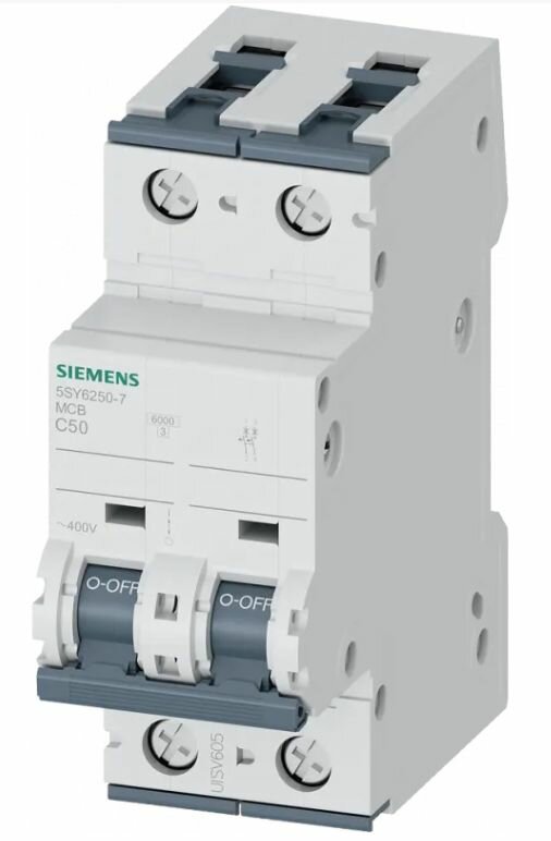 Автоматический выключатель двухполюсный 50A (C) 6kA Siemens 5SY6250-7