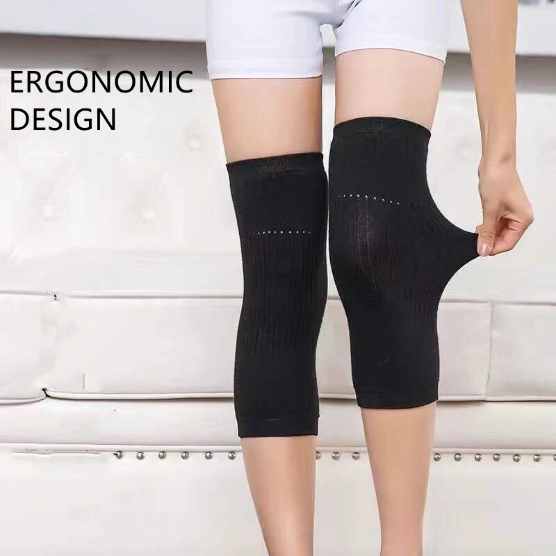 2 шт, кашемировые шерстяные наколенники, поддерживающие мужские и L(50-80kg), Black-Breathable