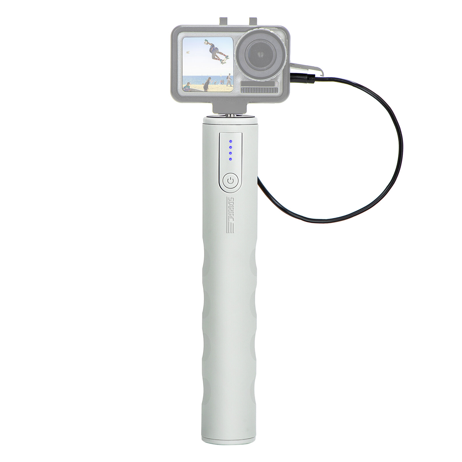 STARTRC Ручка-аккумулятор с многофункциональным зарядным устройством емкостью 6000mAh, со сквозным винтом 1/4 дюйма и портом USB для зарядки, замена для DJI Action 2 OSMO Action FIMI PALM 2 FIMI PALM GoPro hero 8 9 10, черный, серый