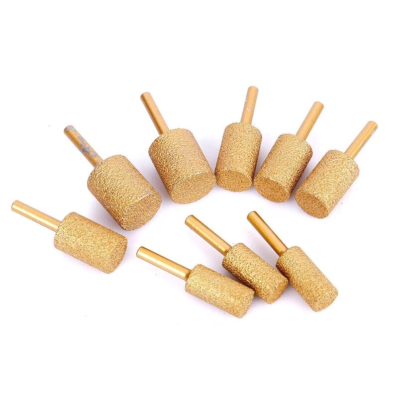 Шлифовальная головка алмазная 6 мм, цилиндрическая, с плоской головкой, 25mm, Fine sand 100Grit