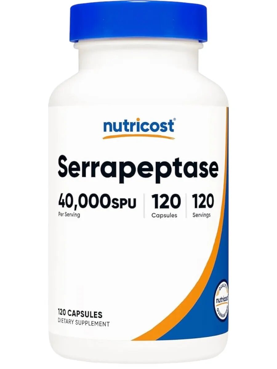 Nutricost, серрапептаза, 40 000 SPU, 120 капсул