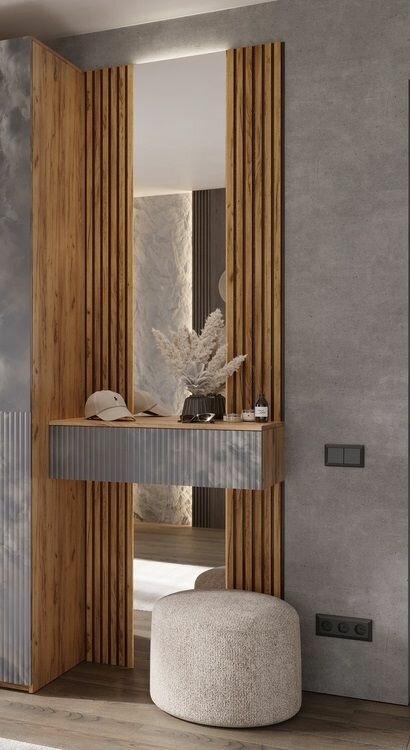 Марвэл Тумба 80 см. с зеркалом Мальта Грей, Дуб Крафт