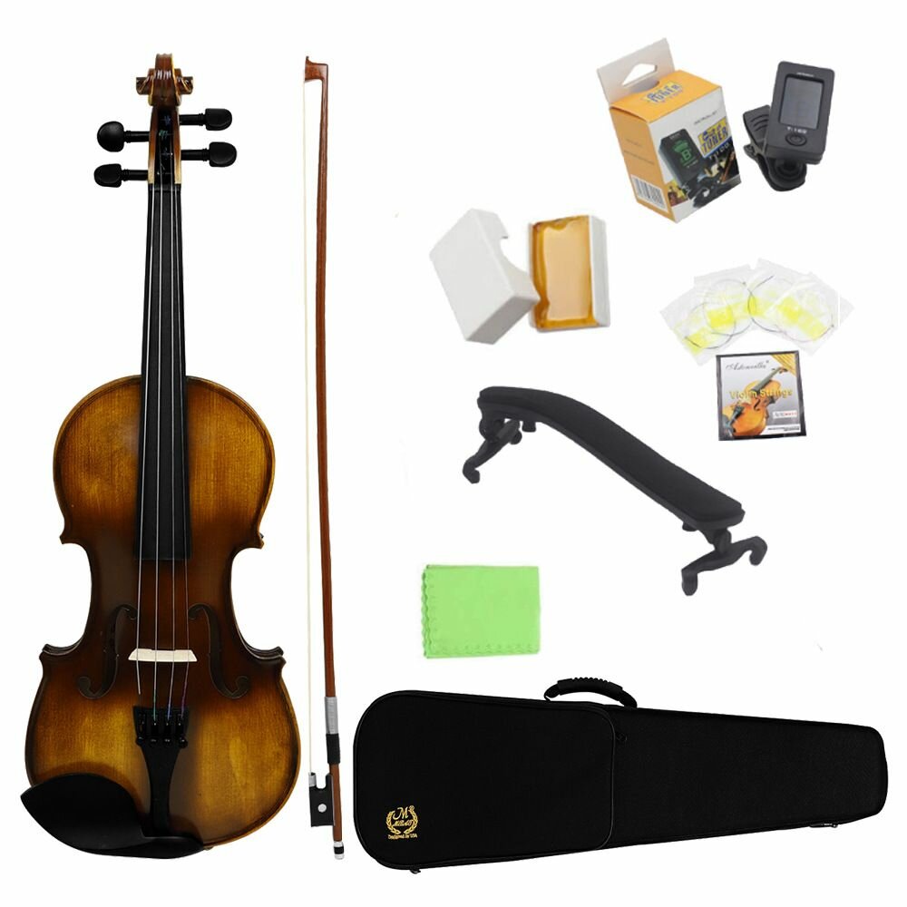 Скрипка из цельного дерева для начинающих взрослых AV-208, ретро-цвет, матовый, скрипичный инструмент