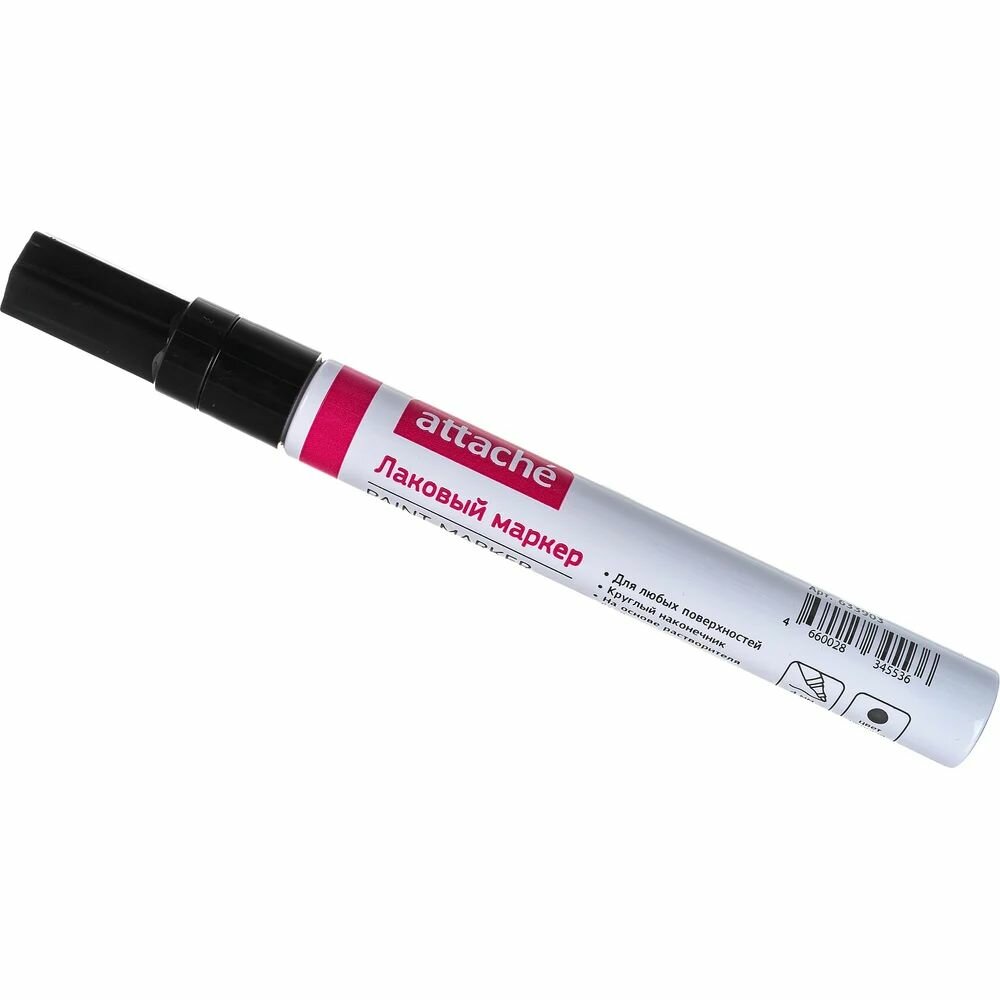 Маркер Attache пеинт лак 4 мм черный 633903