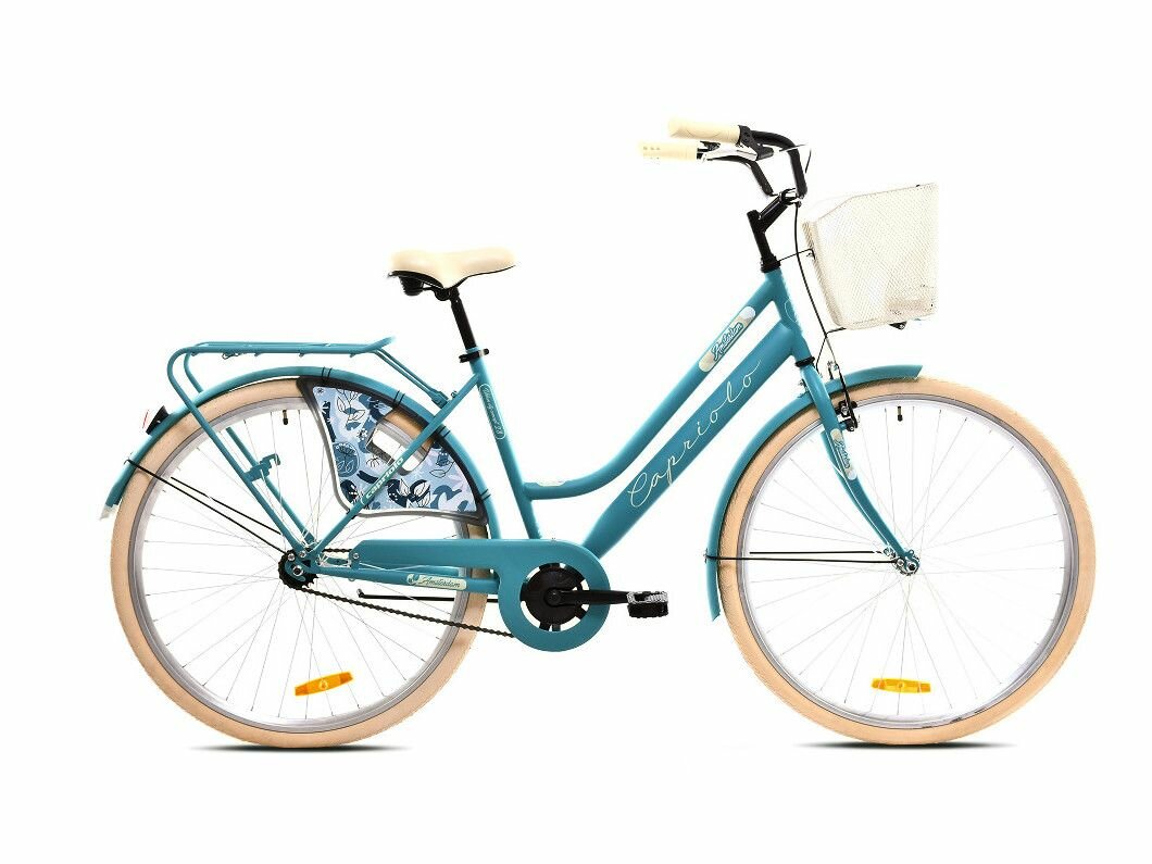 Велосипед CAPRIOLO CITY AMSTERDAM LADY (FIX), рама сталь 18', колёса 28' (изумрудно-бирюзовый (матовый) - белый)