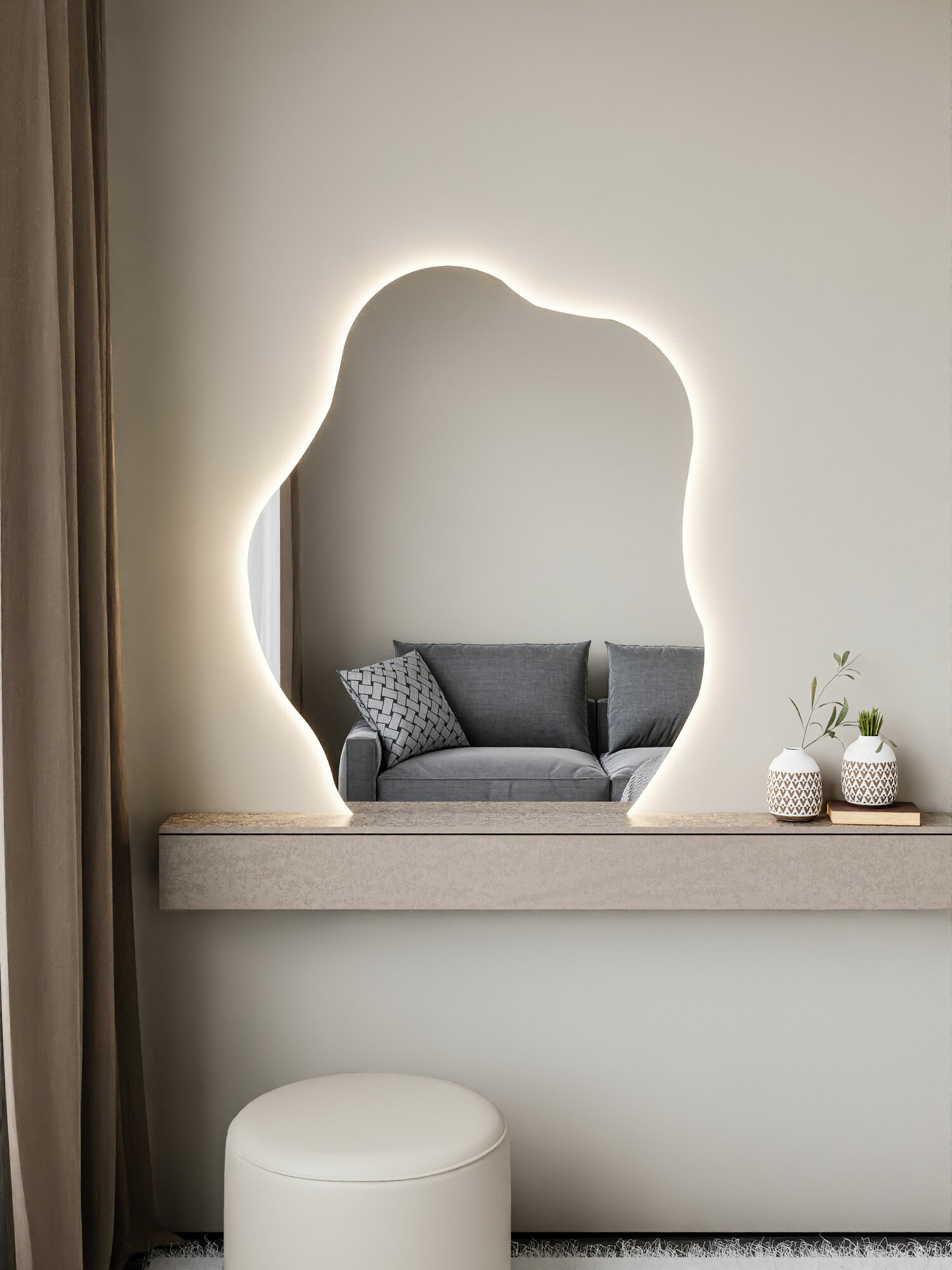 Зеркало настенное 100х90 см. BLX MIRROR М3 фигурное с подсветкой нейтральный свет 4500К