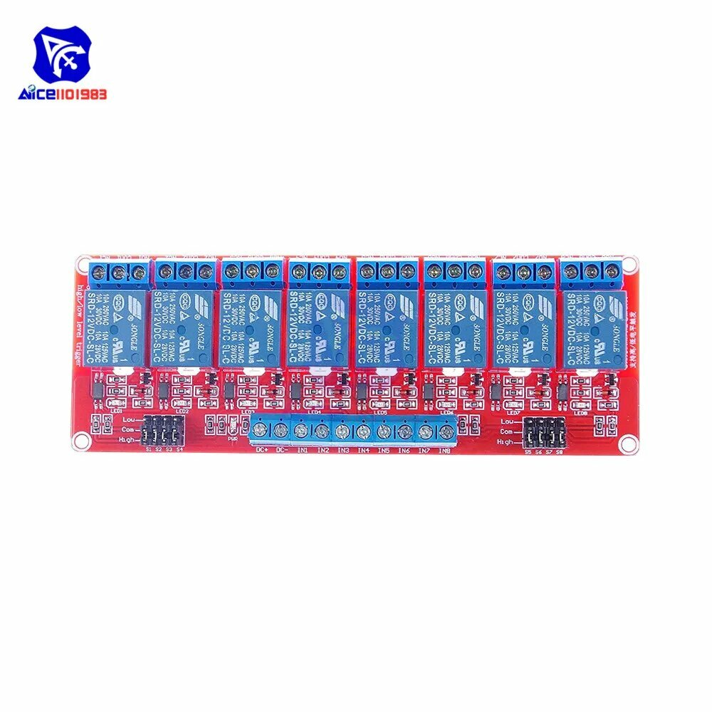 8-канальный модуль реле, 12V, изолированный