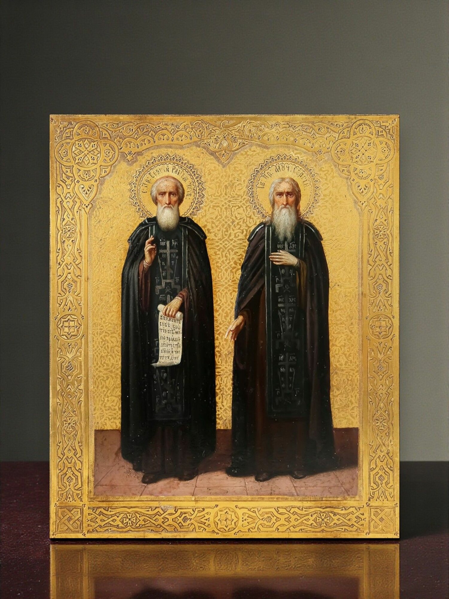 Икона Два Святых: Сергий Радонежский и Сергий Валаамский 13 см
