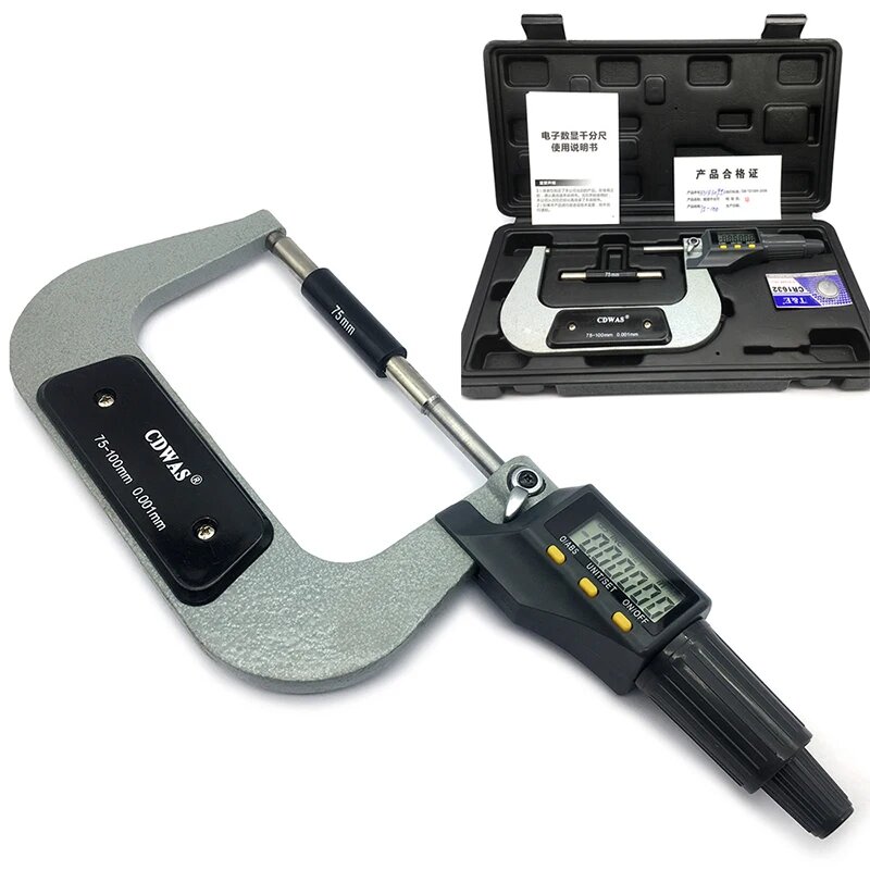 75-100 мм 0,001 мм стандартные электронные внешние микрометры цифровые инструменты штангенциркуль измерительный микрометр измерительный инструмент с твердосплавным наконечником