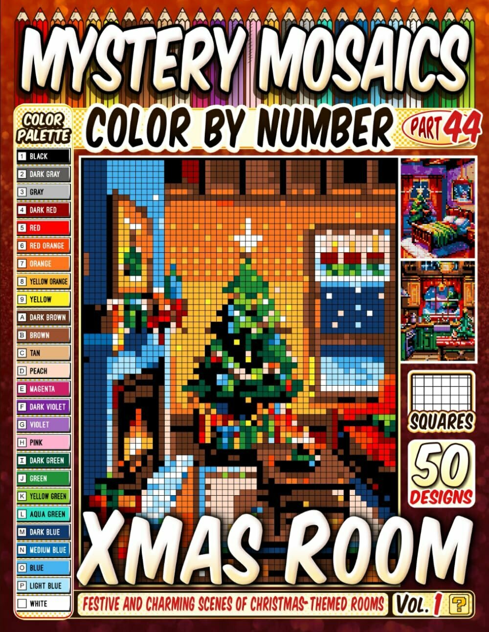 Раскраска по номерам Xmas Decorated Room Mystery Mosaics 50 Pixel