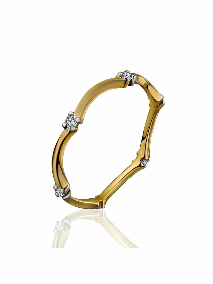 Кольцо, красное золото, 585 проба, родирование, бриллиант