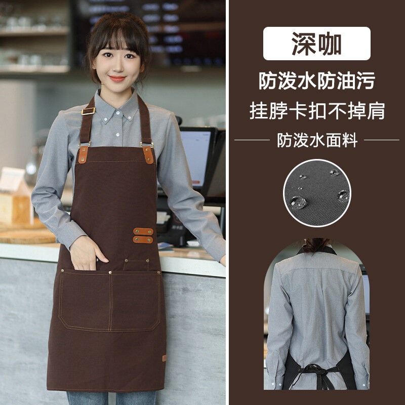 Новый водонепроницаемый и маслостойкий фартук с индивидуальным логотипом, печатный холщовый рабочий фартук, грязеотталкивающий кухонный рекламный фартук с перекрестным кроем