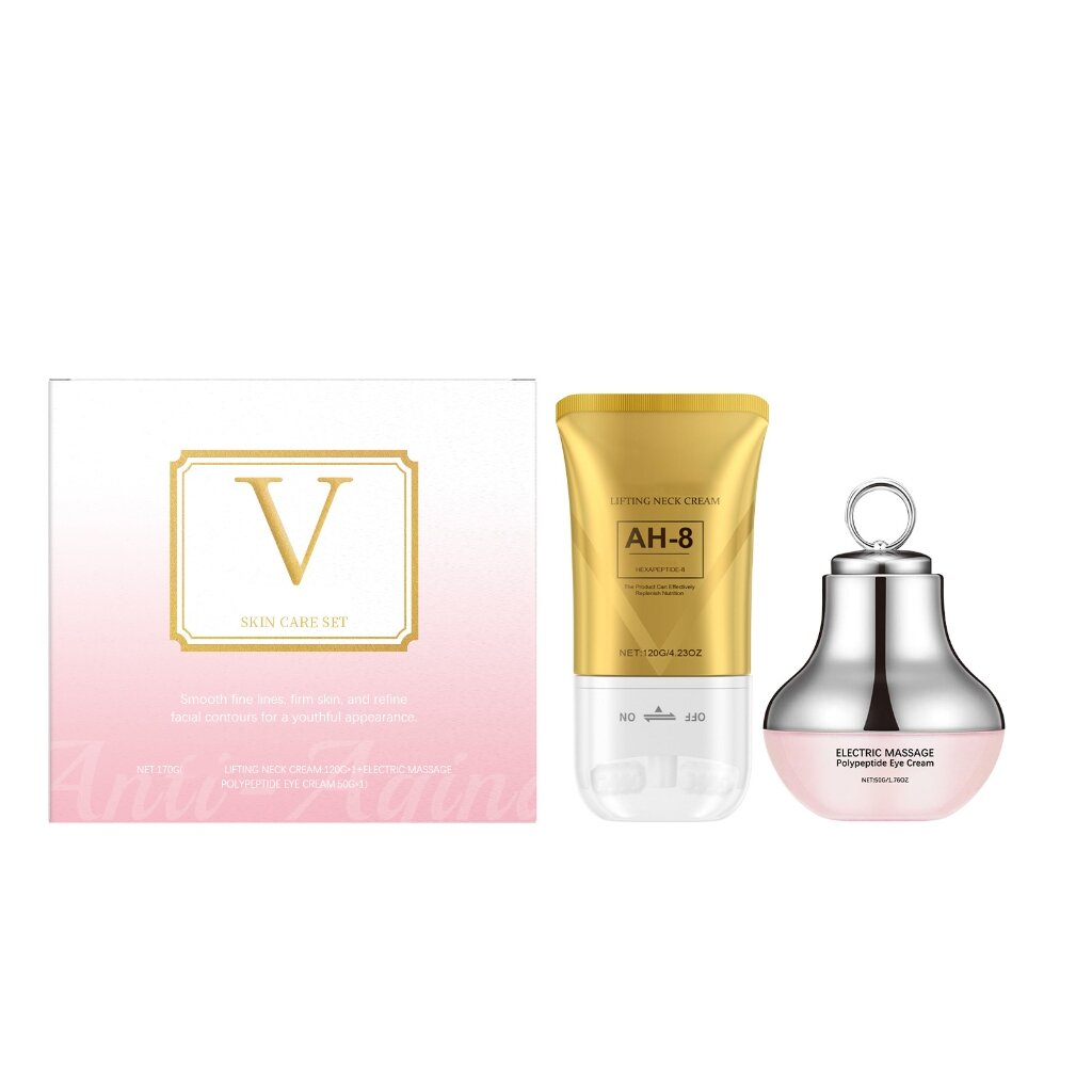 Набор кремов для шеи и глаз — тройной укрепляющий лосьон для дряблой кожи с массажером, увлажняющее средство для шеи и декольте и глаз, подтягивающий крем для дряблой кожи