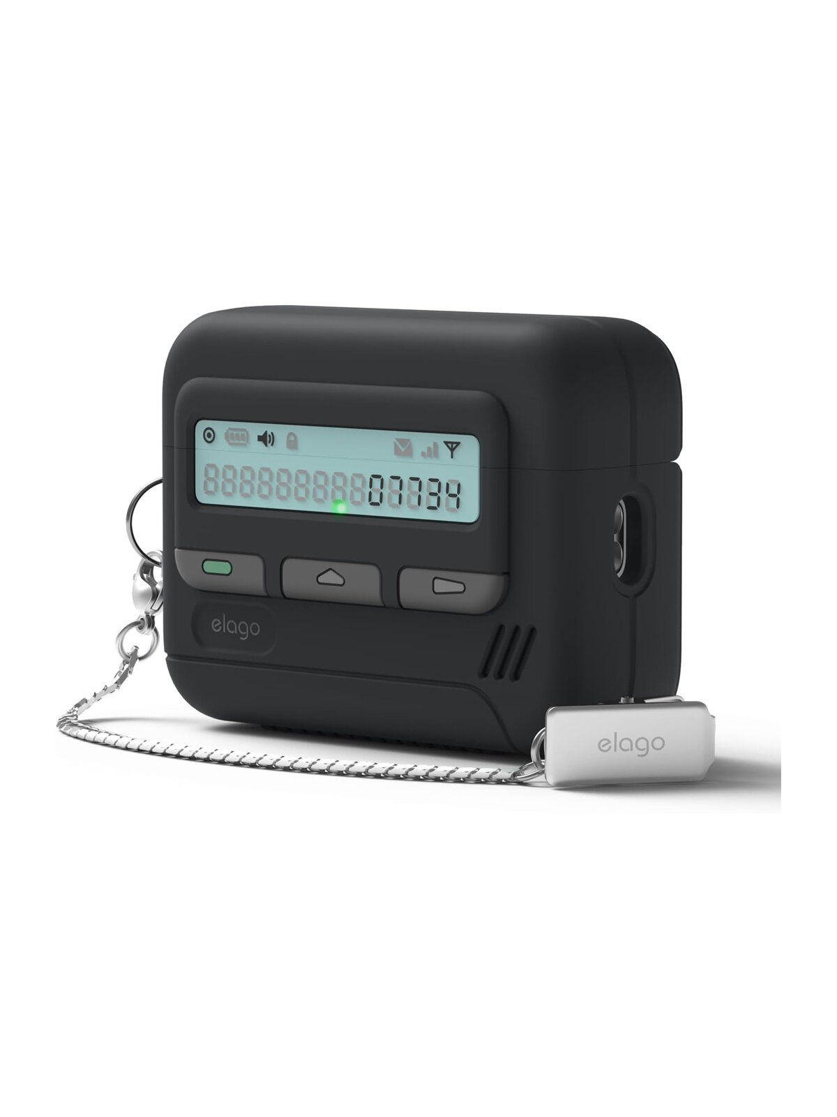 Стильный силиконовый чехол Elago для Airpods Pro 3 с эксклюзивным карабином, модель Unique Pager в черном цвете