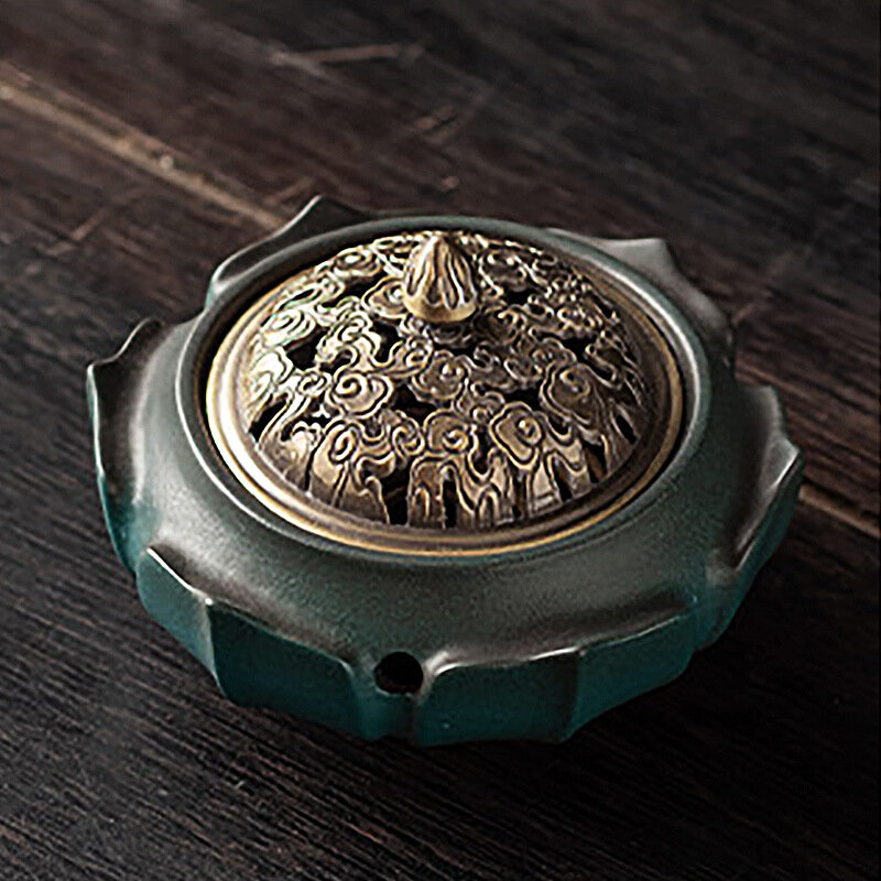 Ароматерапевтический обжигатель, керамический лотос, спиральный обжигатель благовоний, домашний культ, сандаловое дерево, агаровое дерево, репеллент от комаров, контроль запахов, креативное внутреннее украшение