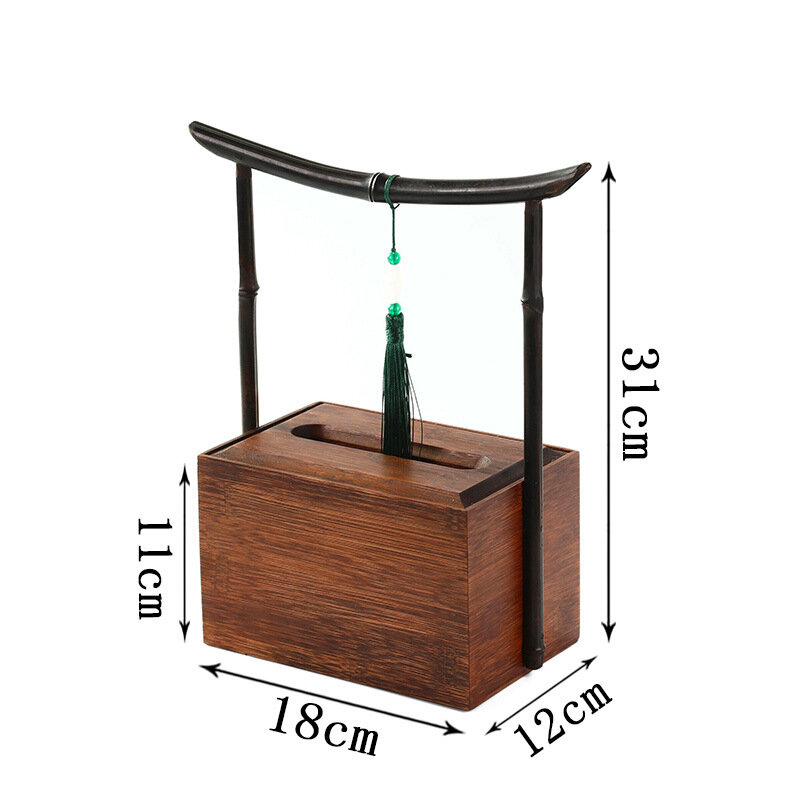Бамбуковая ручная коробка для салфеток, коробка для хранения в чайном ресторане, прямоугольная портативная коробка в китайском стиле, простая домашняя ручная коробка для салфеток