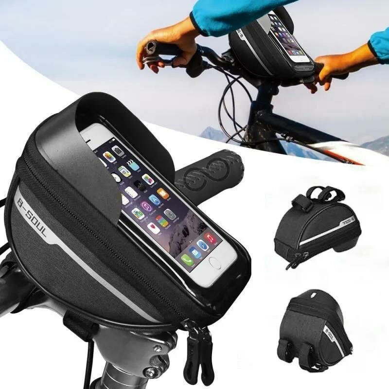 B-SOUL велосипедная сумка, сумка на руль велосипеда, передняя сумка, сумка на козырек для горного велосипеда, сумка для сенсорного мобильного телефона.