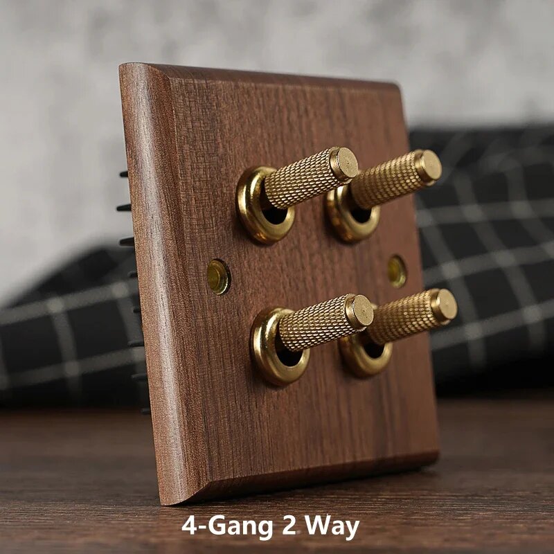 Ретро панель из черного ореха 1-4 группы 4-Gang 2 Way Switch