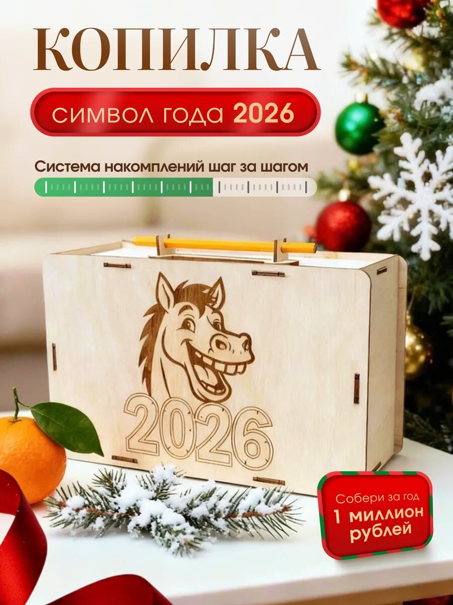Копилка для денег большая новогодняя на миллион символ года
