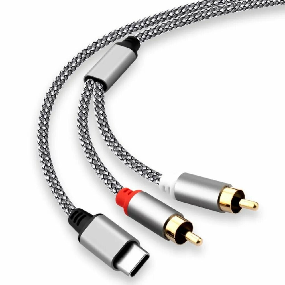 Аудиокабель USB Type-C/RCA, 1.5 м, серый