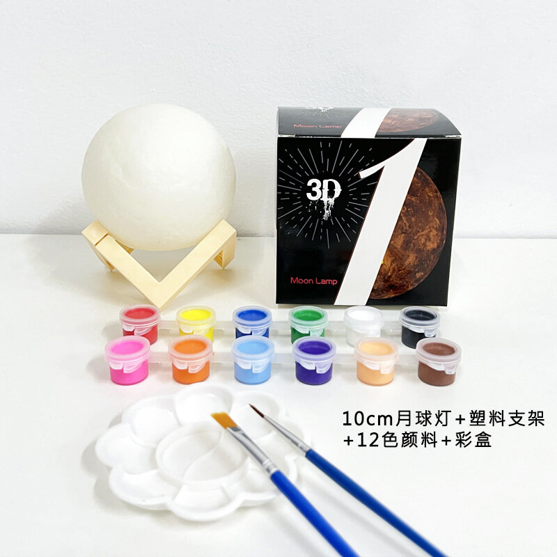 Расписанный вручную лунный светильник-ночник, светодиодный светильник для спальни, лунный светильник, лампа-планета в виде граффити своими руками