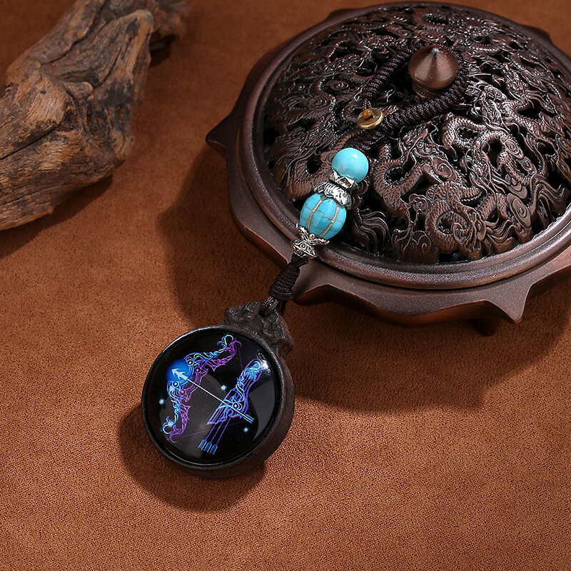 Двенадцать созвездий, карта для автобуса из эбенового дерева, NFC, брелок для ключей, подвеска для телефона, контроль доступа CUID, креативный орнамент в китайском стиле