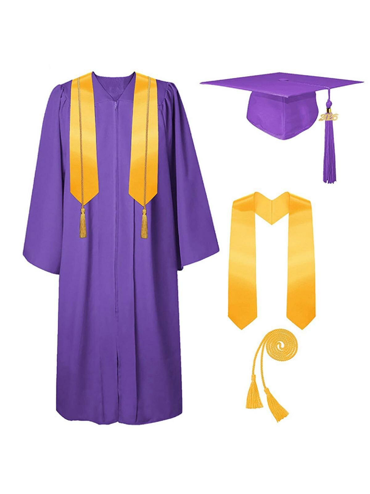 Комплект мантий и шапочек для выпускников 2025, Purple - L