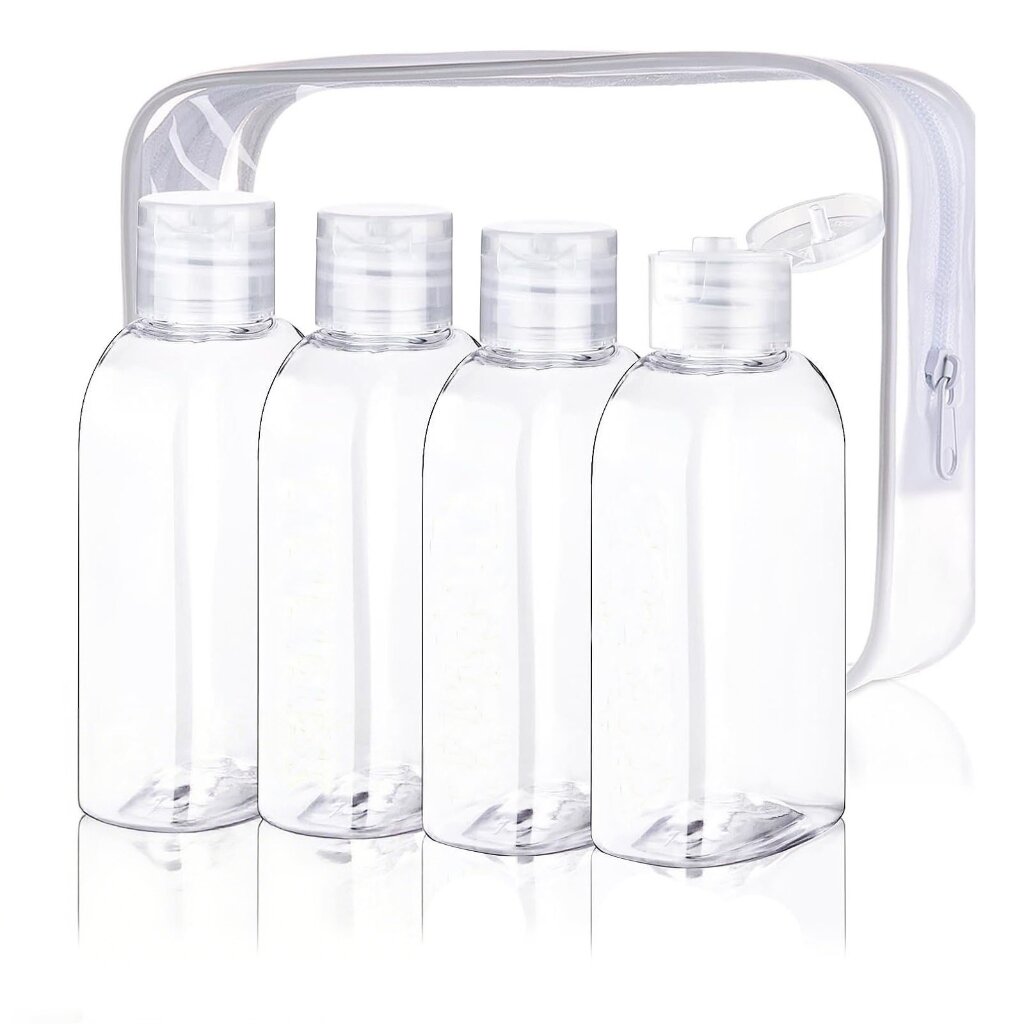 Набор из 4 частей, 100 мл шампуня и кондиционера для путешествий в бутылках-прозрачный