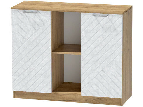 Комод с вместительными секциями для хранения, Крафт золотой/Бетон снежный