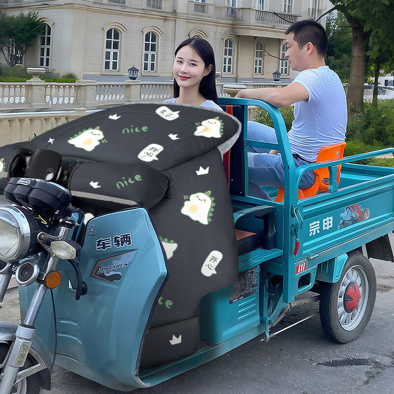 Ветрозащитный чехол для трехколесного электромобиля, зимняя версия с добавленным флисом и утолщением, водонепроницаемый и ветрозащитный чехол для электромотоциклов, зимняя модель для защиты от холода.