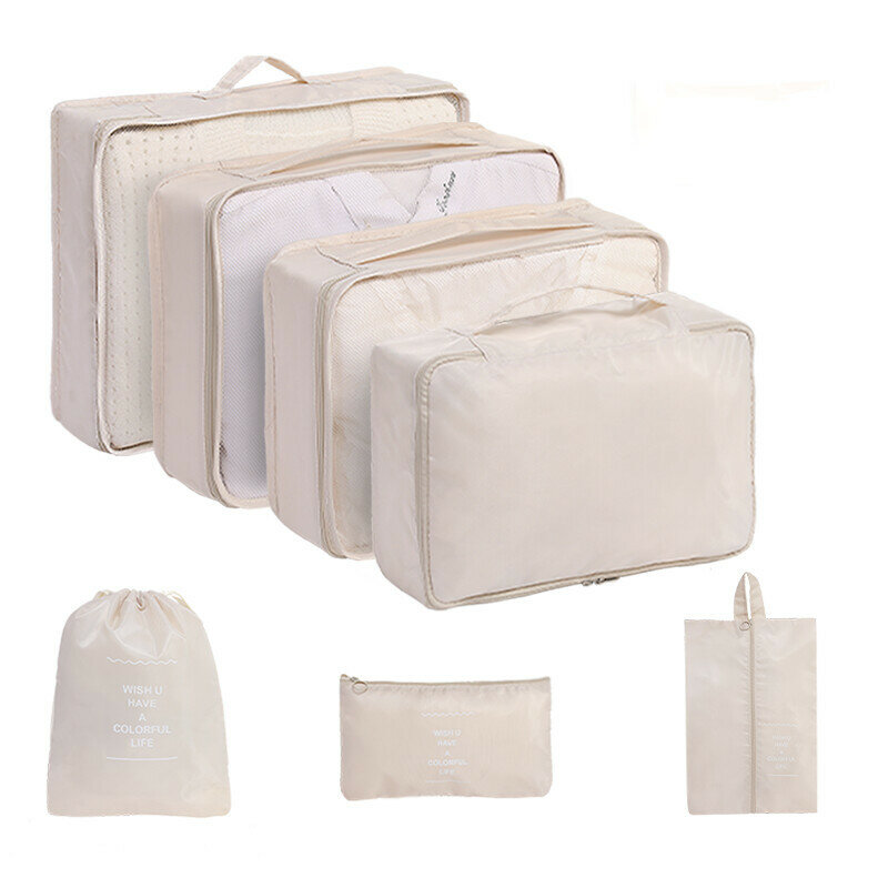 Дорожная сумка для хранения, портативный органайзер для одежды и багажа для деловых поездок, расширяемый, водонепроницаемый, большой вместимости, дорожный набор из семи предметов.