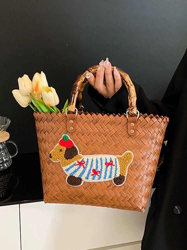 Цветная ручная сумка с бамбуковой ручкой, женская сумка через плечо, стиль Xiaohongshu, оптовая торговля