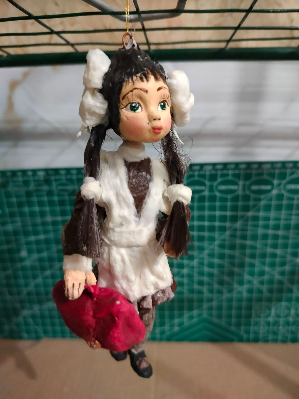 Ватная елочная игрушка ручной работы, игрушка на елку в ретро-стиле