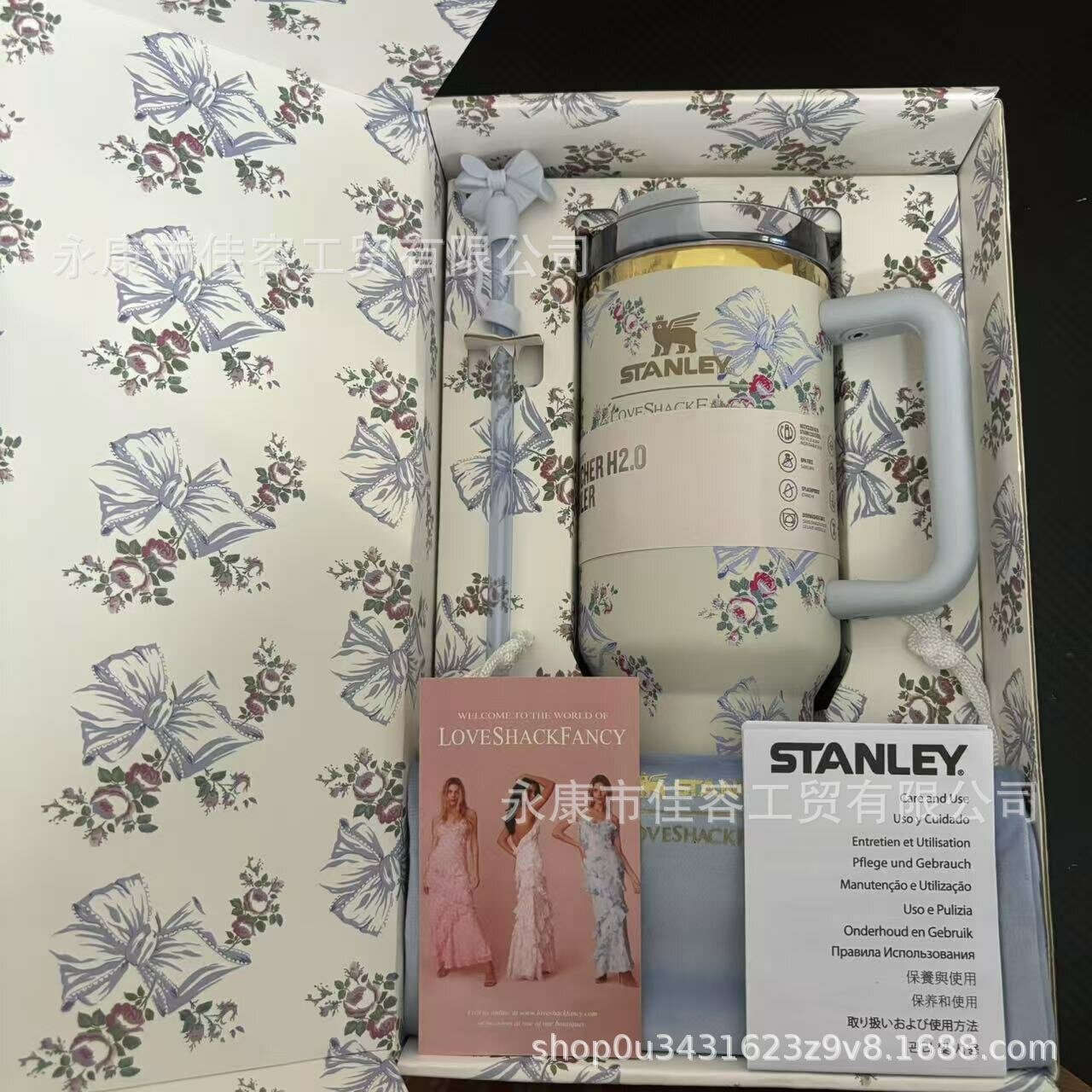 Горячая продажа: автомобильная кружка Stanley Floral Series 40 унций, 304 нержавеющая сталь, с ручкой, термоизолированная кружка